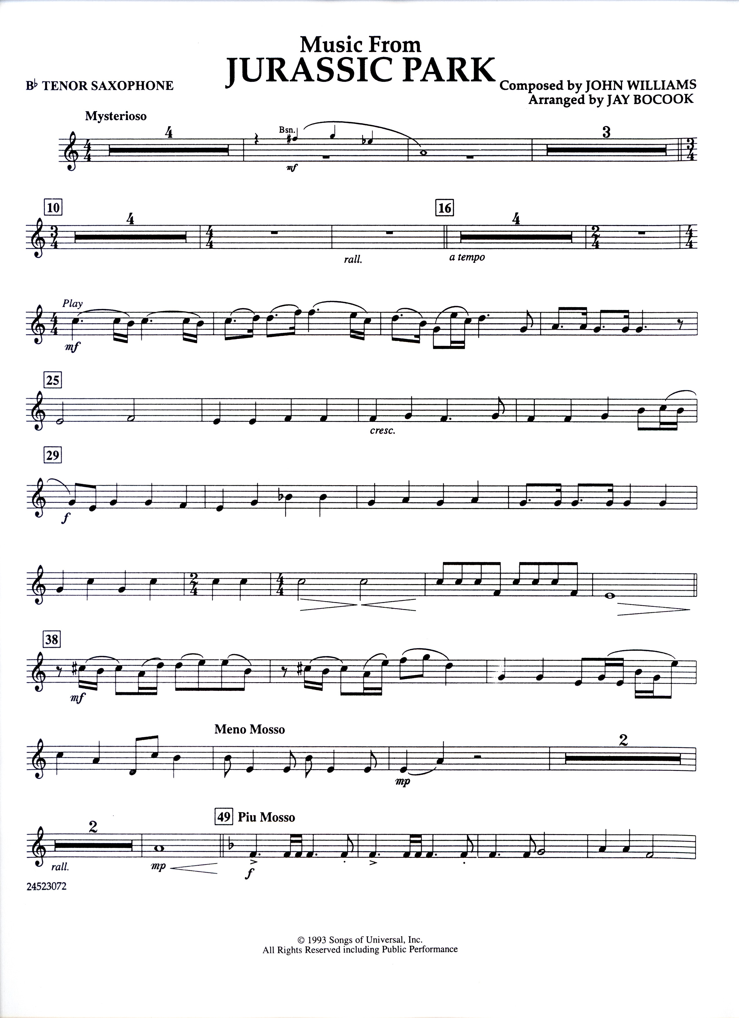 Alto Sax Jurassic Park Theme at Vaughn Josephs blog